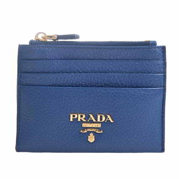 Prada | Accessories | Prada Prada Leather Card Case Coin Blue | Poshmark